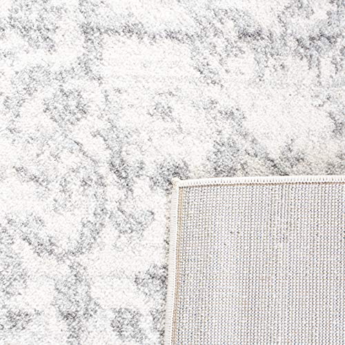 SAFAVIEH Madison Collection 8' x 10' Silver / Ivory MAD603G Oriental Snowflake Medallion Distressed Non-Shedding Living Room Bedroom Dining Home Office Area Rug