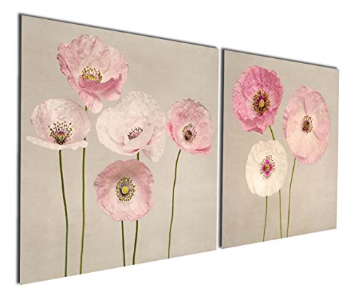 Gardenia Art - Pink Flowers Modern Canvas Wall Art 12x12 inch,2 Pcs, Stretched and Framed