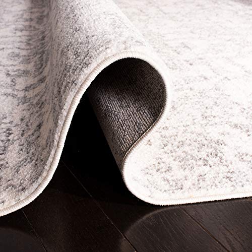 SAFAVIEH Madison Collection 8' x 10' Silver / Ivory MAD603G Oriental Snowflake Medallion Distressed Non-Shedding Living Room Bedroom Dining Home Office Area Rug