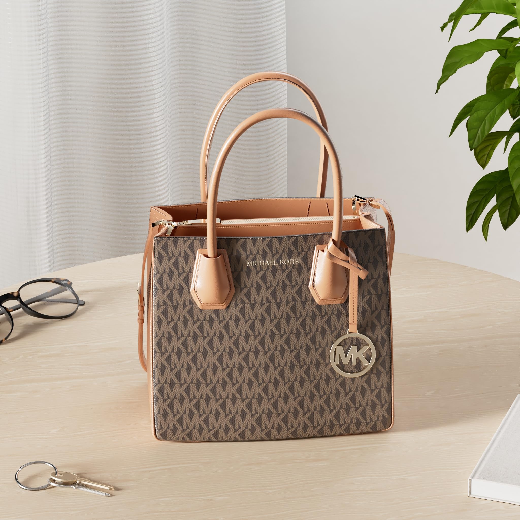 Michael Kors Mercer Medium Logo and Leather Accordion Crossbody Bag
