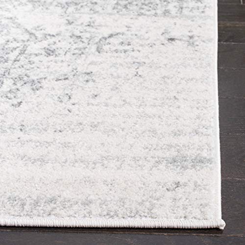 SAFAVIEH Madison Collection 8' x 10' Silver / Ivory MAD603G Oriental Snowflake Medallion Distressed Non-Shedding Living Room Bedroom Dining Home Office Area Rug