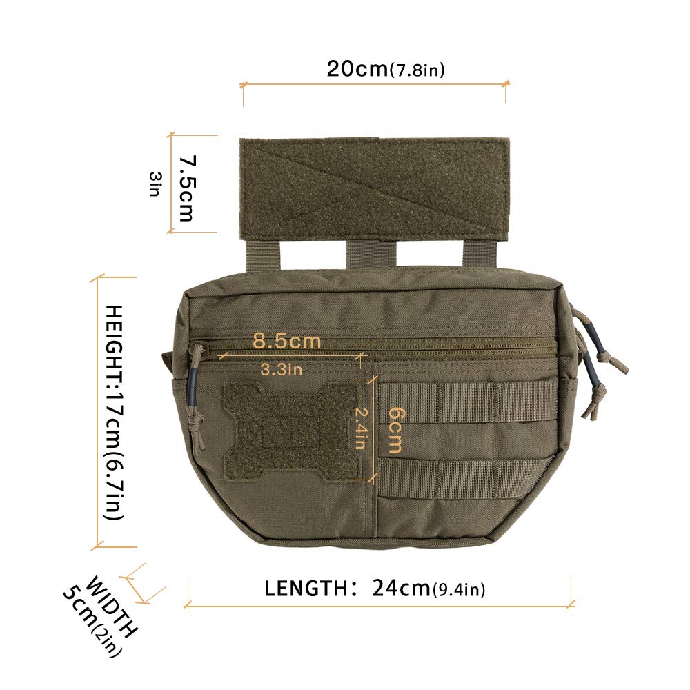 EXCELLENT ELITE SPANKER Tactical Drop Dump Pouch Molle Tool Pouch with Hook & Loop Carrying Kit Bag for Tactical Vest Chest Rig(Ranger Green)