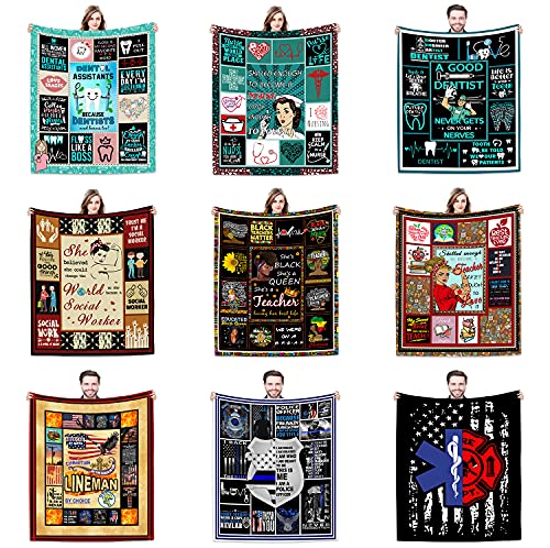 Joyloce Social Worker Practitioner Blanket Birthday Gift 60"x50" for Women - Lightweight Soft Warm Cozy Fuzzy Throws Blankets for Home Bedroom Sofa Couch Decor with Beautiful Print