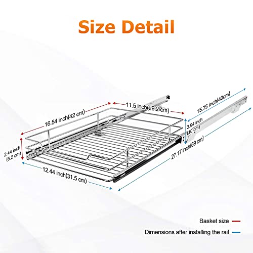 G-TING Pull Out Cabinet Organizer, Heavy Duty Slide Out Pantry Shelves Sliding Drawer Storage for Home, Kitchen, Bathroom, 12.44" W x 16.54" D, Request at Least 13 inch Cabinet Opening(2 Pack)