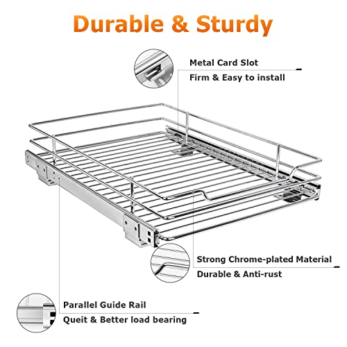 G-TING Pull Out Cabinet Organizer, Heavy Duty Slide Out Pantry Shelves Sliding Drawer Storage for Home, Kitchen, Bathroom, 12.44" W x 16.54" D, Request at Least 13 inch Cabinet Opening(2 Pack)