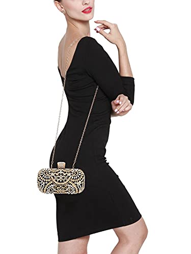Yokawe Womens Crystal Evening Clutch Bag Bridal Wedding Purse Rhinestone Party Prom Handbag (Black)