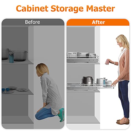 G-TING Pull Out Cabinet Organizer, Heavy Duty Slide Out Pantry Shelves Sliding Drawer Storage for Home, Kitchen, Bathroom, 12.44" W x 16.54" D, Request at Least 13 inch Cabinet Opening(2 Pack)