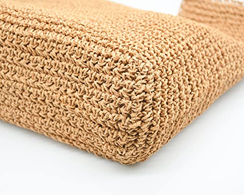 Eorefo Straw Bag Beach Bags for Women Straw Large Beach Tote Bag Hobo Summer Handwoven Bags Ratten Bag for Beach(Bronze)