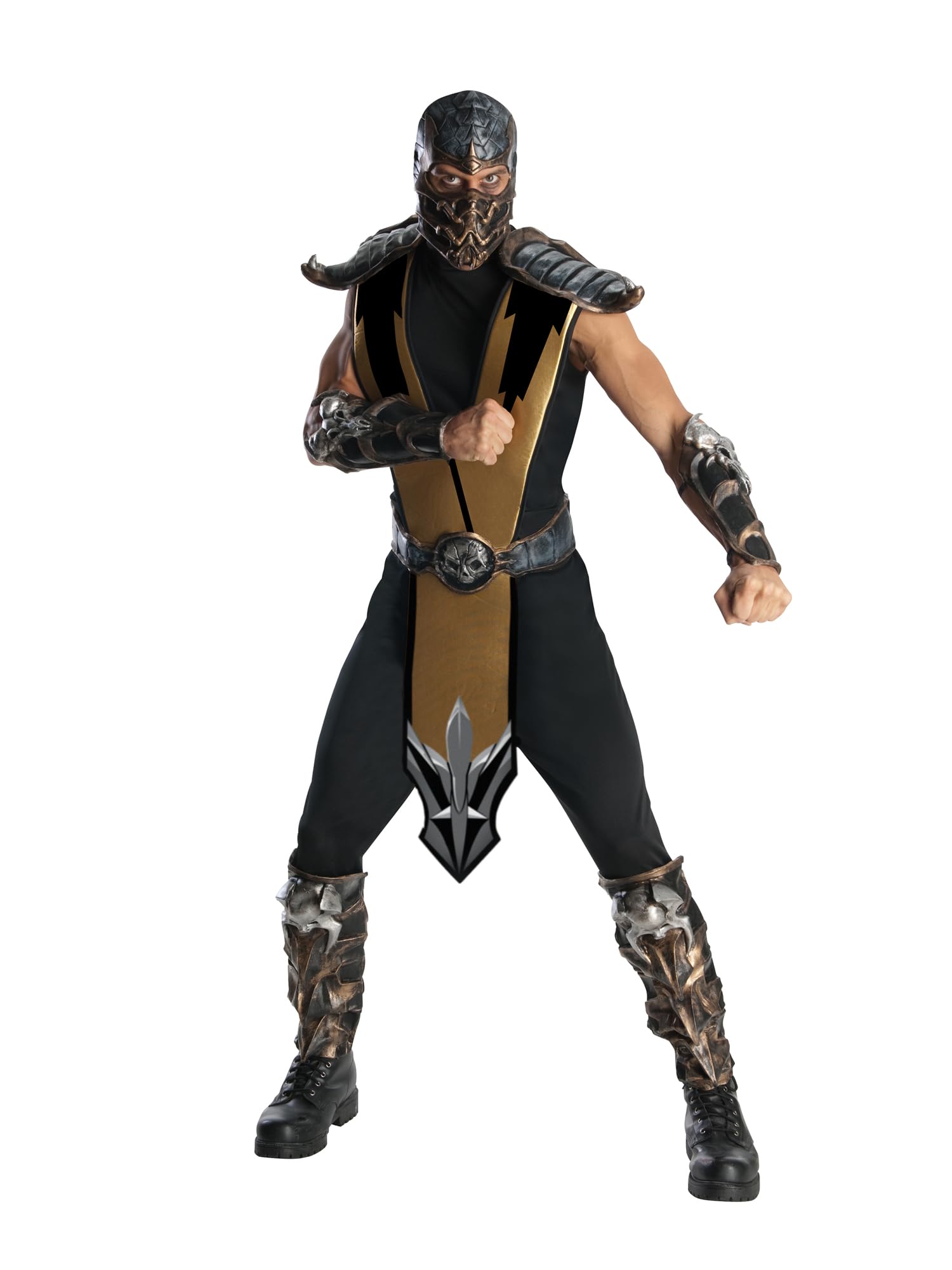 Rubies Mortal Kombat Deluxe Scorpion Men's Costume for Themed Parties and Halloween, As Shown, Standard US