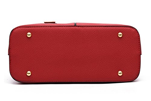 Covelin Women's Top-handle Cross Body Handbag Middle Size Purse Durable Leather Tote Bag Wine red