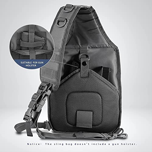 WINCENT Tactical Sling Bag Pack Military Rover Shoulder Sling Backpack Molle Assault Range Bag EDC Diaper Bag Day Pack Black