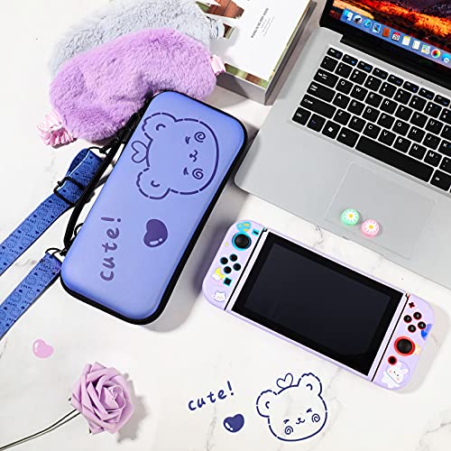 Weewooday Rabbit Protective Case and Carrying Case, Soft Slim Case Cover for Console and Controllers, Hard Shell Travel Carrying Bag with 12 Game Card Slots (Compatible with Switch)