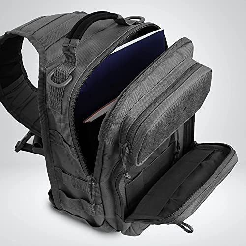 WINCENT Tactical Sling Bag Pack Military Rover Shoulder Sling Backpack Molle Assault Range Bag EDC Diaper Bag Day Pack Black