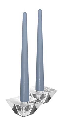 Hyoola Tall Taper Candles - 10 Inch Grey Blue Unscented Dripless Taper Candles - 8 Hour Burn Time - 12 Pack