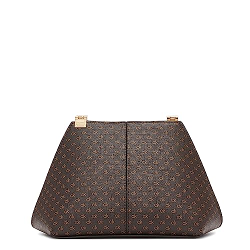 Calvin Klein Women's Granite Crossbody Bag β Vegan Leather, 2 Pockets, Brown/Khaki/Black, One Size