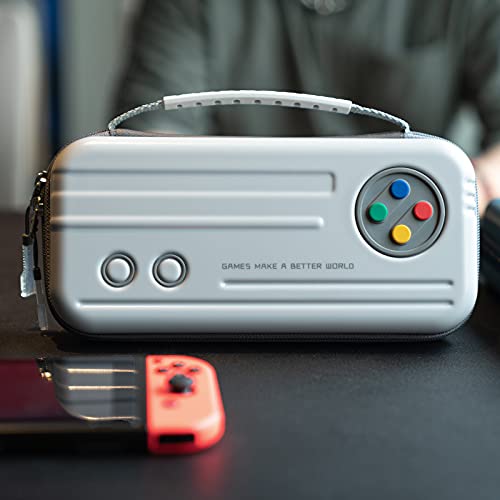 Geekshare Vintage Time Machine Carry Case Compatible with Nintendo Switch/Switch OLED - Portable Hardshell Large Capacity Travel Carrying Case fit Switch Console and Accessories(Gray)