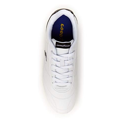 Goodyear Throttle Men's Low Top Racing Sneaker, Race Car Driving Shoes White-Navy