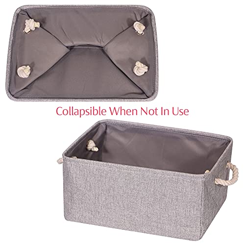 TENABORT 6 Pack Large Storage Basket Bin, Foldable Fabric Storage Cube Box Canvas Collapsible Cloth Organizer Containers with Handles for Home Office Clothes Closet, Gray