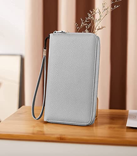 BROMEN Women Handbag Designer Leather Hobo Handbags Grey and Women Wallets Grey Bundle