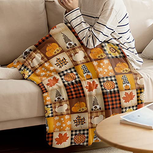 Singingin, Pumpkin Blanket Super Soft Flannel Fleece Throw Turkey Maple Leaf Gnome Plaid Blanket Lightweight Cozy Warm Fuzzy Plush Microfiber Blankets, 50x80 in, FBACK 20210701CXMMTSLXM09849MTACSIN