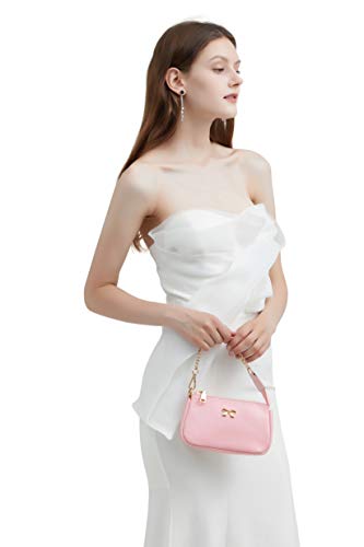 Genuine Leather Clutch Purses For Women Evening Bags With Chain Wedding Party Clutch Handbags - Pink