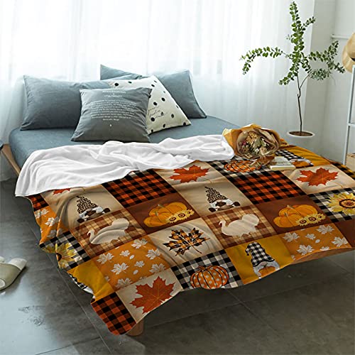 Singingin, Pumpkin Blanket Super Soft Flannel Fleece Throw Turkey Maple Leaf Gnome Plaid Blanket Lightweight Cozy Warm Fuzzy Plush Microfiber Blankets, 50x80 in, FBACK 20210701CXMMTSLXM09849MTACSIN