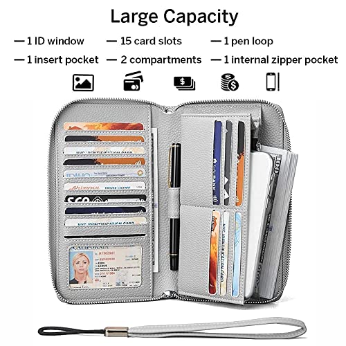BROMEN Women Handbag Designer Leather Hobo Handbags Grey and Women Wallets Grey Bundle