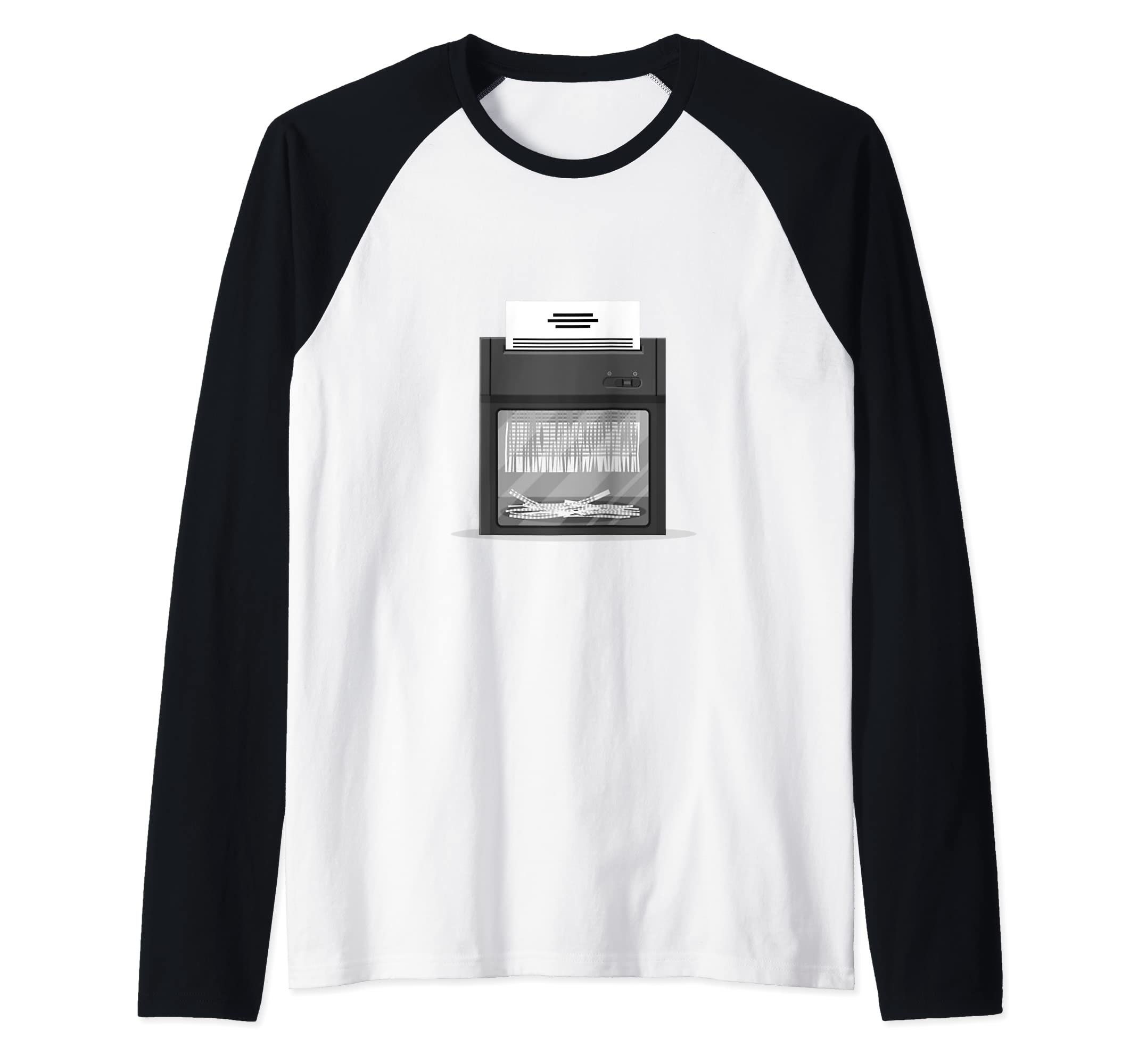 Paper Shredder Office Supply Graphic Art Raglan Baseball Tee