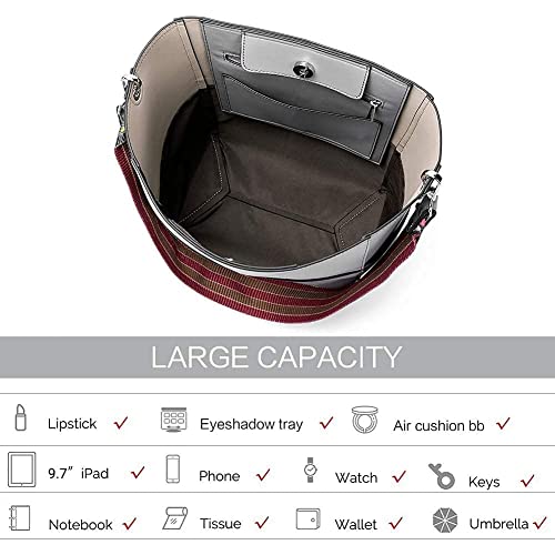 BROMEN Women Handbag Designer Leather Hobo Handbags Grey and Women Wallets Grey Bundle