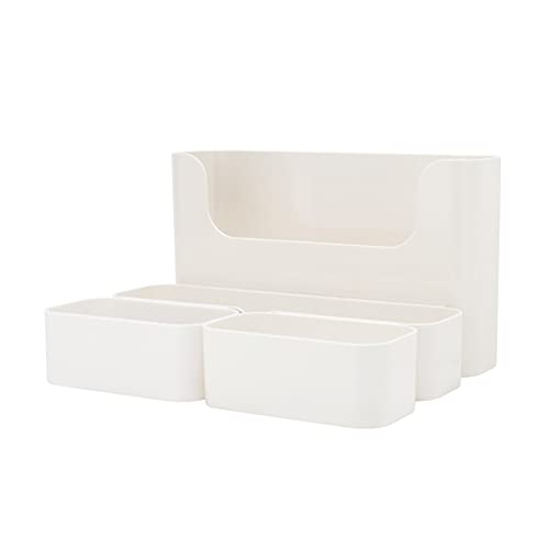 Cicano Adhesive Floating Shelves, 4Pcs Wall Mounted Shelves Bedside Caddy Stickable Shelf for Wall Bedside Wall Organizer White