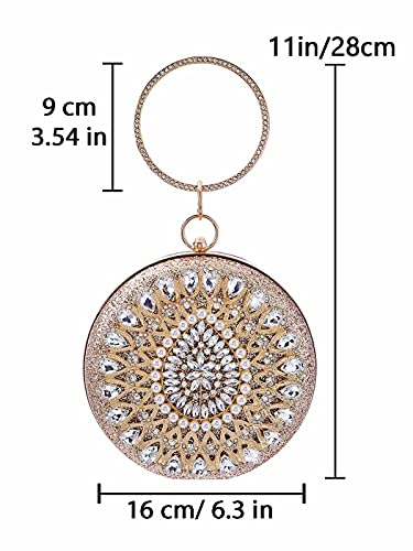 Yokawe Rhinestone Clutch Purses for Women Glitter Crystal Evening Bag Wedding Party Prom Handbag (Gold)