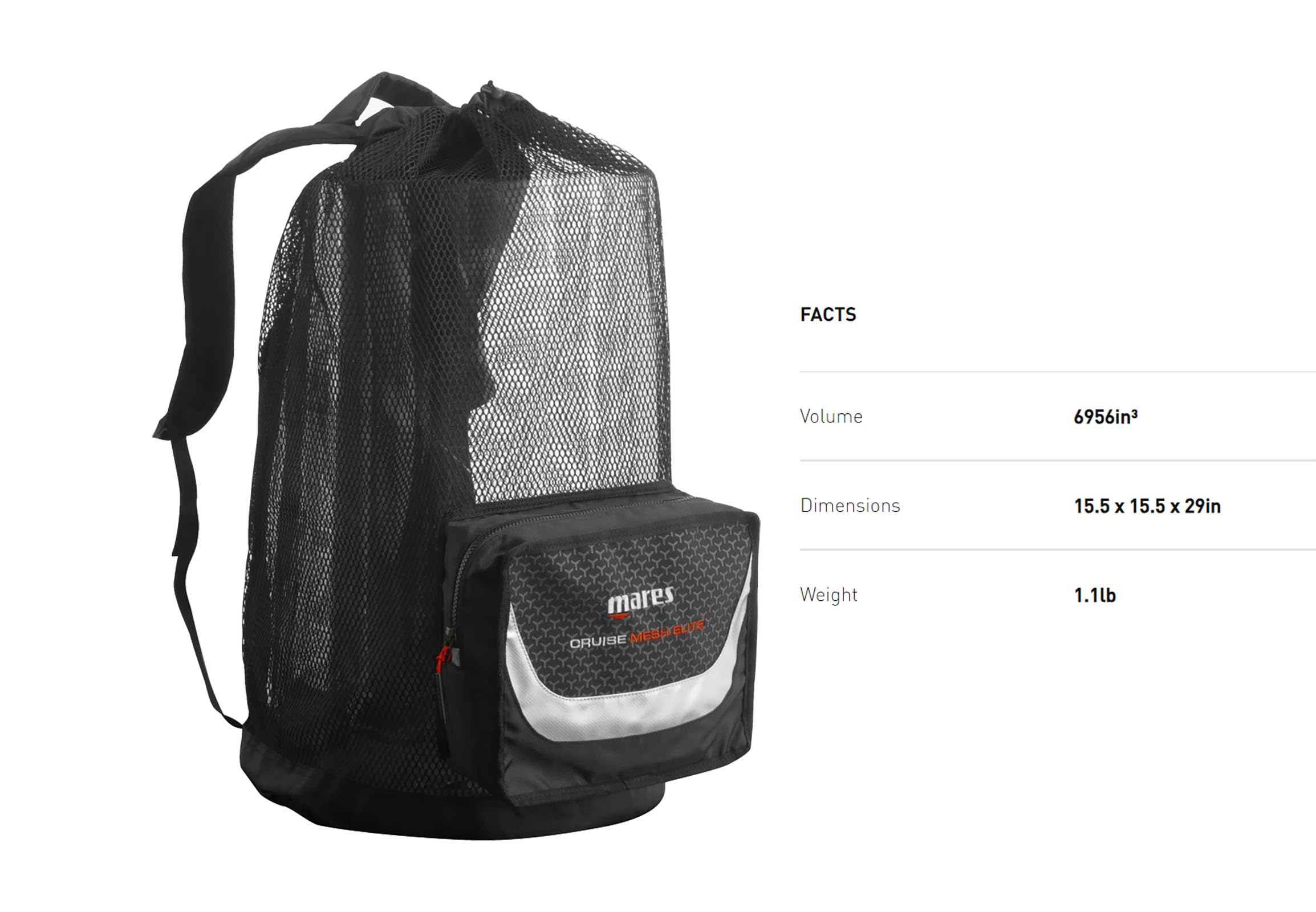 Mares Cruise Mesh Elite Backpack - Foldable Lightweight Mesh Diving Gear Sports Bag w/Drainage Hole, 114 Liter Capacity