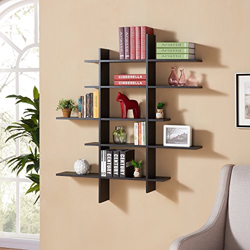 Danya B. Five Level Black Asymmetric Wall Shelf