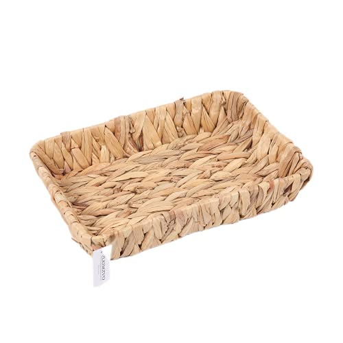 Hand-Woven Large Storage Baskets , Water Hyacinth Wicker Baskets for Organizing,Woven Baskets, Organizer, Natural ContainerïŒ13.38â x 9.5â x 2.75â