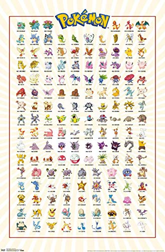 Trends International PokƩmon - Kanto Grid Wall Poster, 22.375" x 34", Unframed Version
