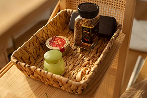Hand-Woven Large Storage Baskets , Water Hyacinth Wicker Baskets for Organizing,Woven Baskets, Organizer, Natural Container,13.38” x 9.5” x 2.75”