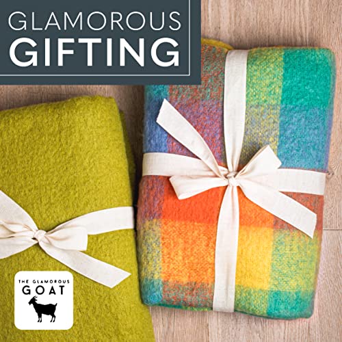Mohair Wool Throw Blanket - 55% Mohair 34% Wool, Ultra Soft and Fluffy, Warm and Cosy Ethically-sourced Mohair and Wool Throw. 71β x 51β. Hemp Carrier Bag Included (Otago Spring)