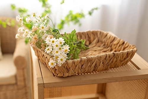Hand-Woven Large Storage Baskets , Water Hyacinth Wicker Baskets for Organizing,Woven Baskets, Organizer, Natural Container,13.38” x 9.5” x 2.75”