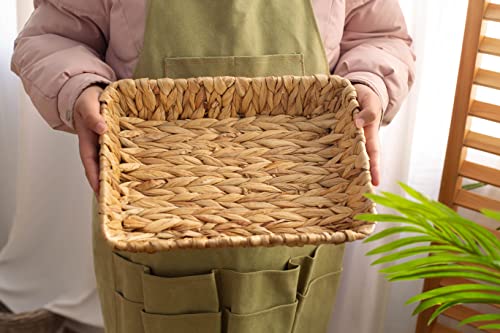 Hand-Woven Large Storage Baskets , Water Hyacinth Wicker Baskets for Organizing,Woven Baskets, Organizer, Natural Container,13.38” x 9.5” x 2.75”