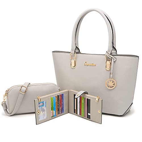 Soperwillton Women Handbags Wallet Tote Bag Shoulder Bag Top Handle Satchel 3pcs Purse Set