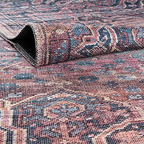 Rugs.com Maahru Collection Washable Rug Rust Red Low-Pile Rug Perfect for Living Rooms, Kitchens, Entryways, 3 ft 3 Square
