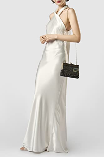 BABEYOND 1920s Flapper Peacock Clutch Gatsby Sequined Evening Handbag Beaded Bag (Style 2-Black)
