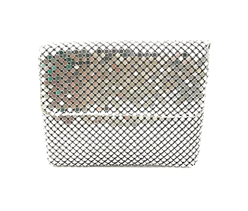X-Small Evening Clutch Metal Mesh Purse Bag for Cocktail Party Prom Wedding Banquet (Silver)