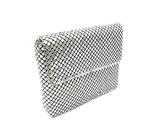 X-Small Evening Clutch Metal Mesh Purse Bag for Cocktail Party Prom Wedding Banquet (Silver)