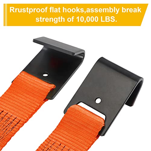 Partsam Tow Dolly Basket Straps - 2 Pack Equipped with Flat Hooks, Car Wheel Straps System Tire Net, Fits 15"-19" Tires/Wheels, 10000 lbs Break Strength, Orange, with 1 Carrying Bag