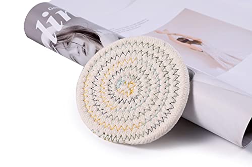 Coasters for Drinks (8-Piece Set) Water Absorbent Coaster Set Woven Coasters for Table Protection Heat-Resistant Coasters for Drinks, Beige