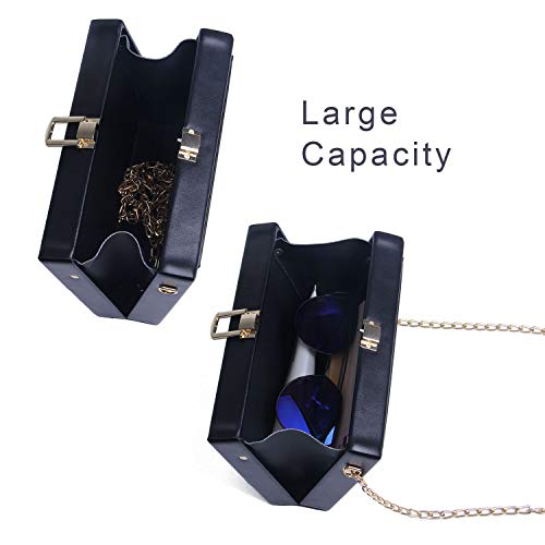 KUANG! Women Retro Tape Shaped Clutch Hundred Dollar Bill Box Shoulder Bag Elegant Evening Crossbody Handbag (A-Black)