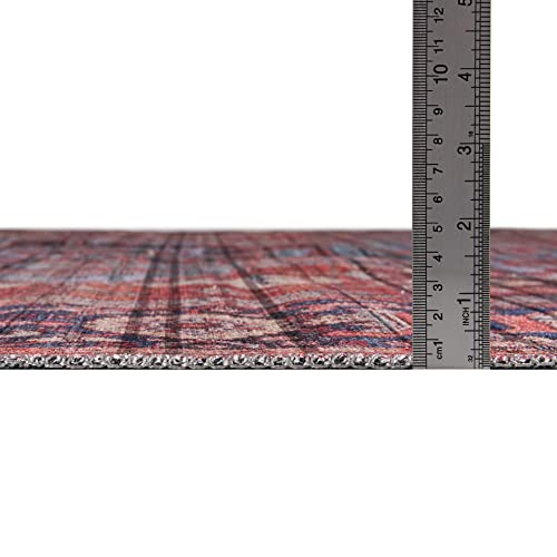 Rugs.com Maahru Collection Washable Rug Square Rust Red Low-Pile Rug Perfect for Living Rooms, Kitchens, Entryways, 5 ft 3 Square