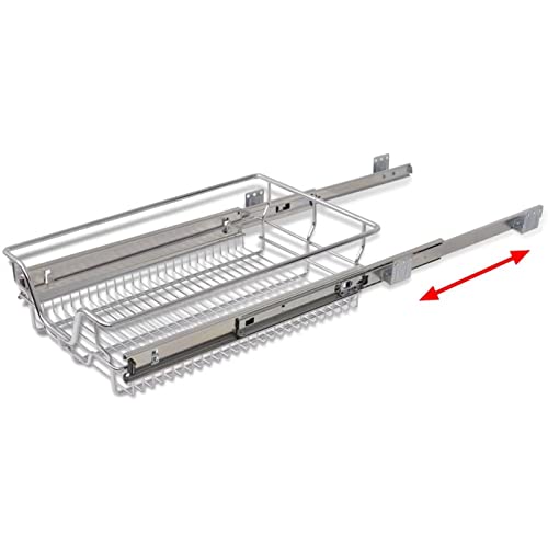 Mogou Pull-Out Wire Basket Pull Out Spice Rack, Blind Corner Cabinet Pull Out, Pull Out Shelf Storage for Kitchen Base Cabinet Organizations 2 pcs Silver 15.7"