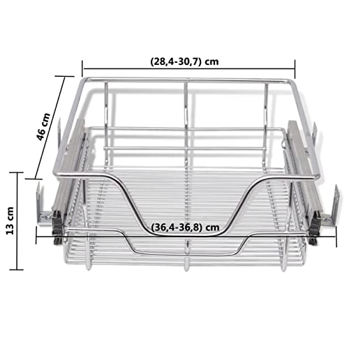 Mogou Pull-Out Wire Basket Pull Out Spice Rack, Blind Corner Cabinet Pull Out, Pull Out Shelf Storage for Kitchen Base Cabinet Organizations 2 pcs Silver 15.7"